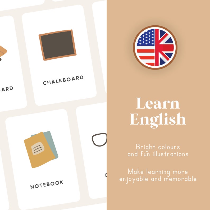SCHOOL • English • Printable Flashcards • Three-part Montessori Cards ...