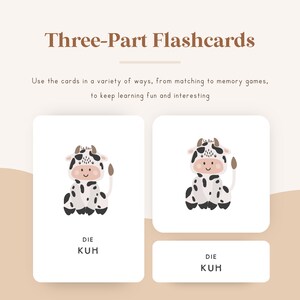 FARM ANIMALS German Printable Flashcards Three-part Montessori Cards ...
