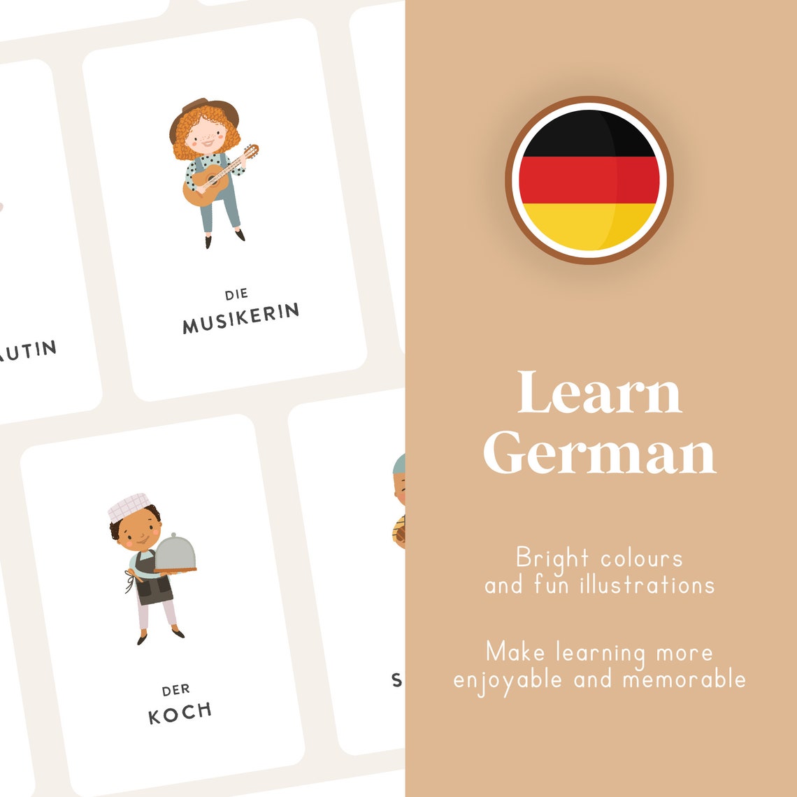 JOBS German Printable Flashcards Three-part Montessori Cards ...