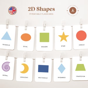 SHAPES • English • Printable Flashcards • Three-part Montessori Cards ...