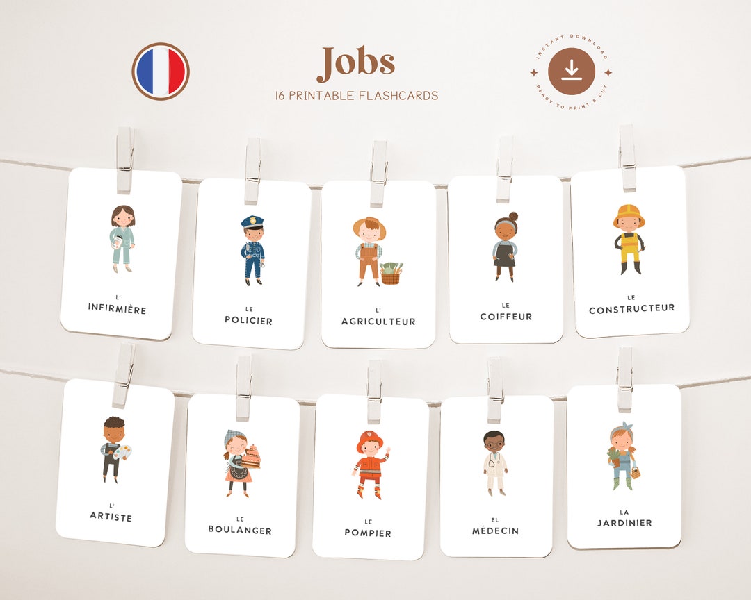 JOBS • French • Printable Flashcards • Three-part Montessori Cards ...