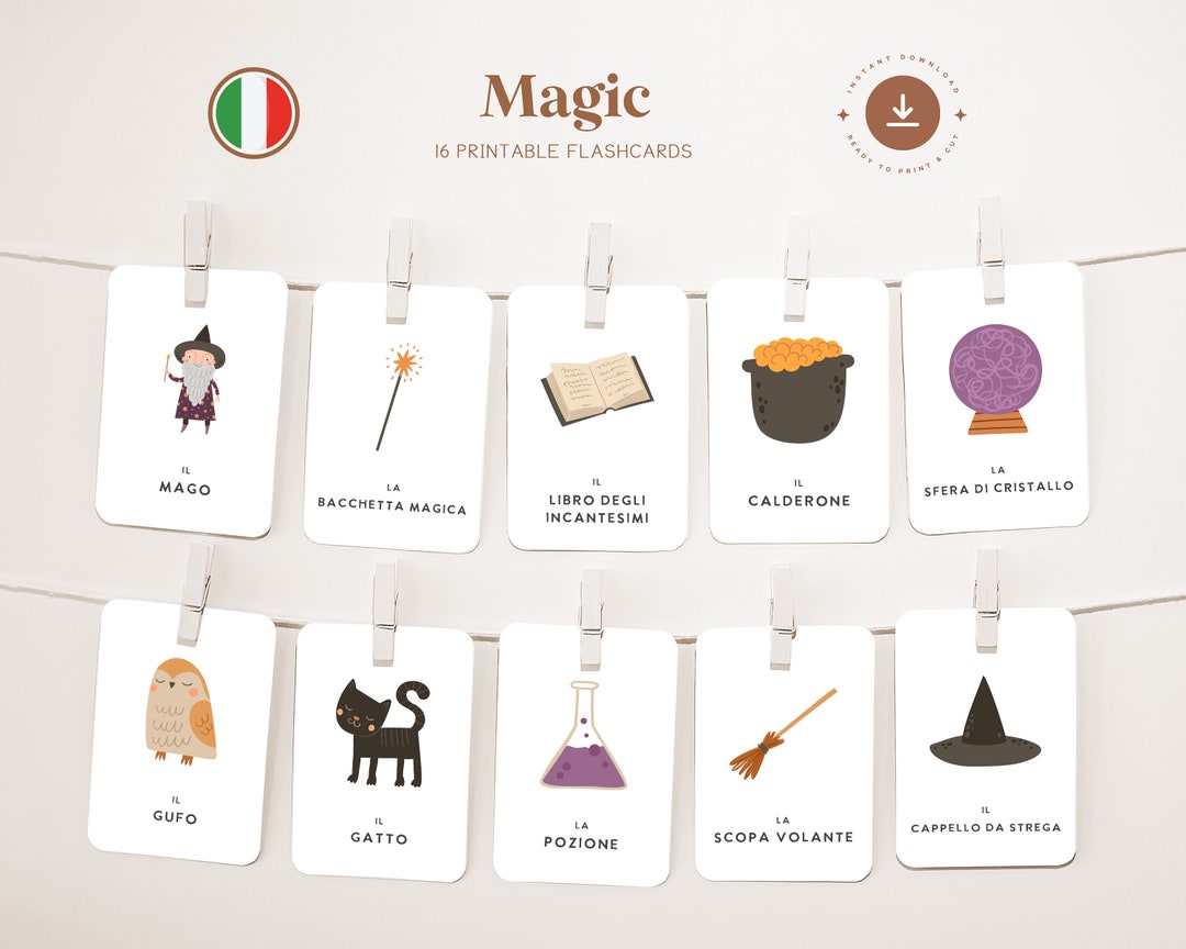 MAGIC • Italian • Printable Flashcards • Three-part Montessori Cards ...