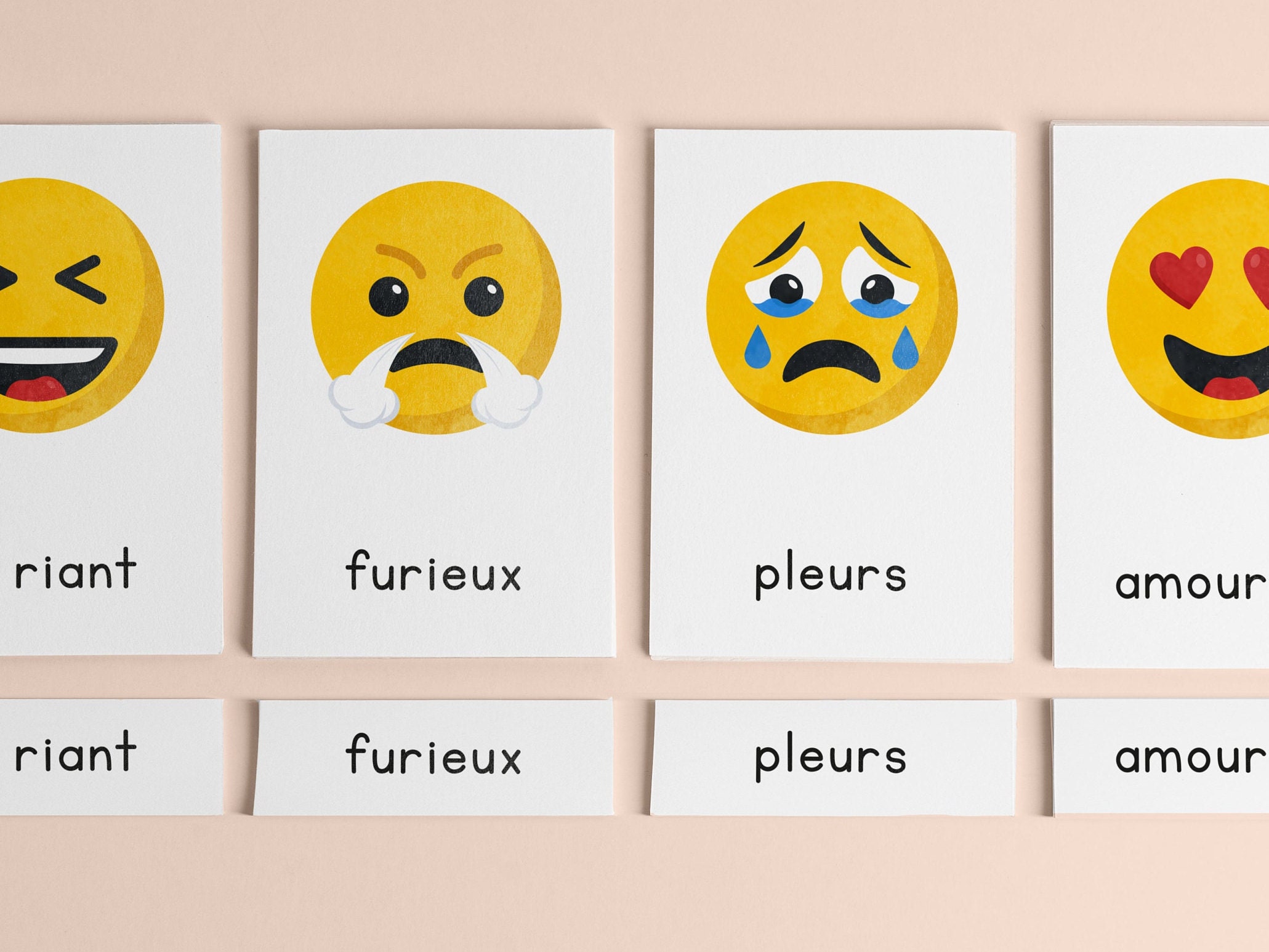 EMOTIONS French Printable Flashcards Three-part - Etsy