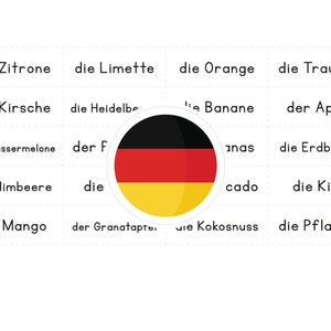 FRUITS German Printable Flashcards Three-part Montessori - Etsy