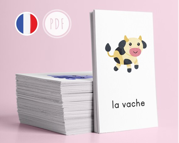 FARM ANIMALS French Printable Flashcards Three-part - Etsy