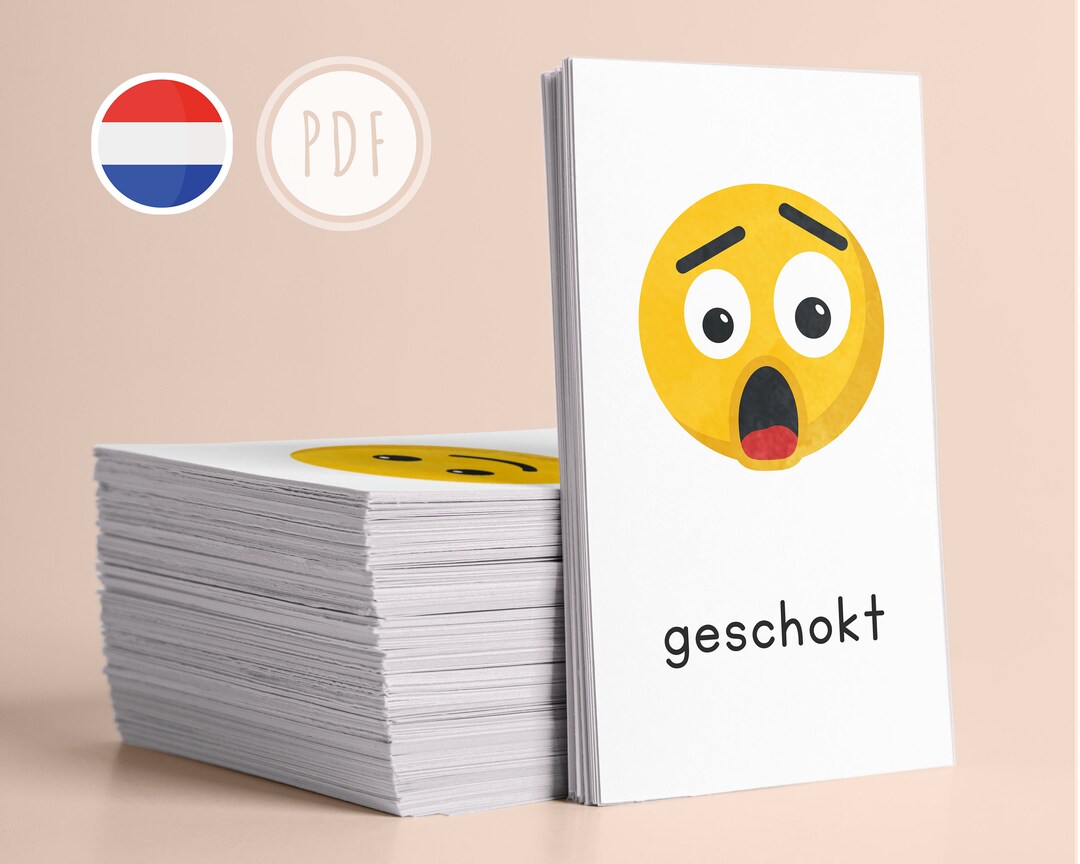 EMOTIONS Dutch Printable Flashcards Three-part Montessori Cards - Etsy