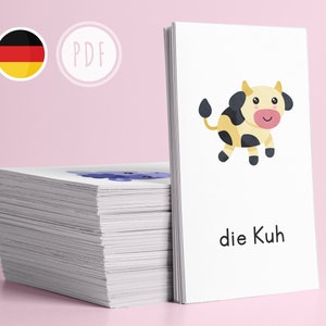 FARM ANIMALS German Printable Flashcards Three-part | Etsy
