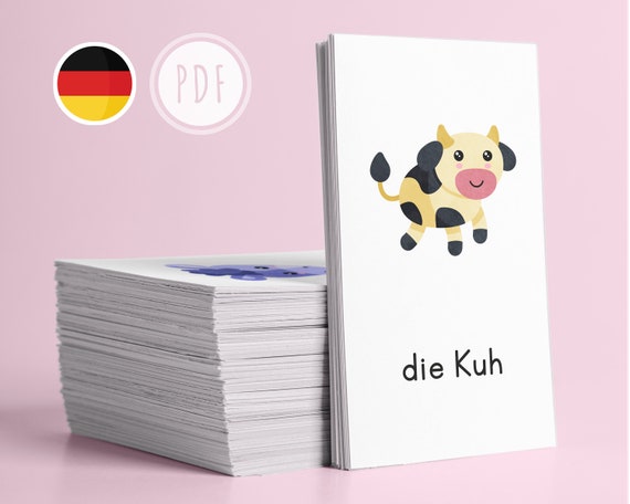 FARM ANIMALS German Printable Flashcards Three-part | Etsy
