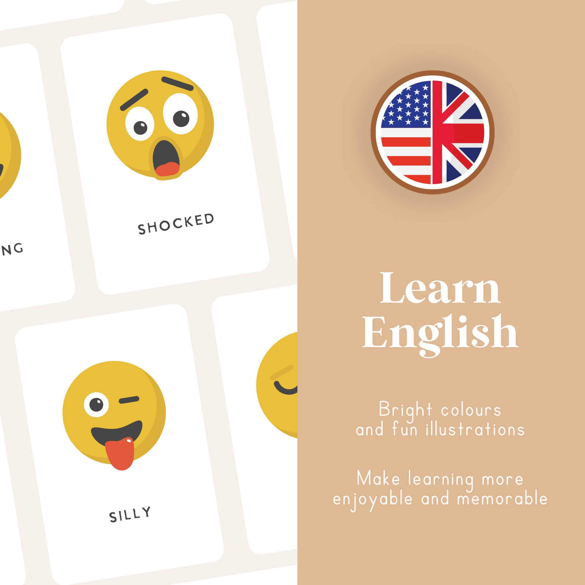 EMOTIONS • English • Printable Flashcards • Three-part Montessori Cards ...