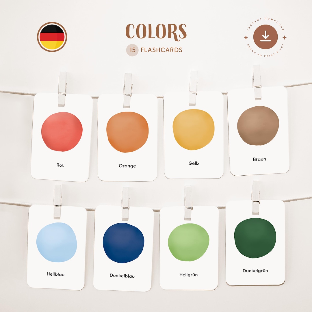 COLORS • German • Printable Flashcards • Three-part Montessori Cards ...