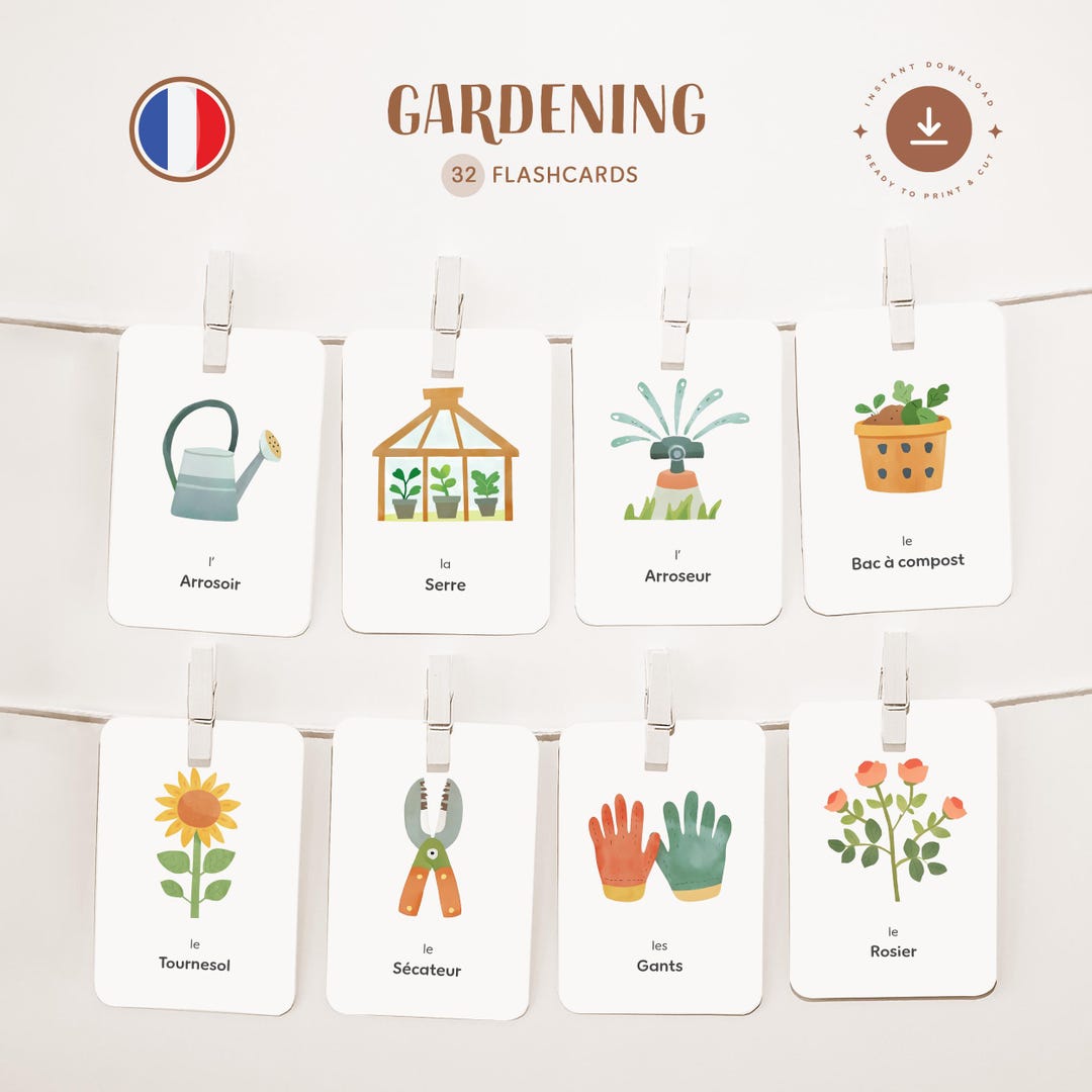 GARDENING • French • Printable Flashcards • Three-part Montessori Cards ...