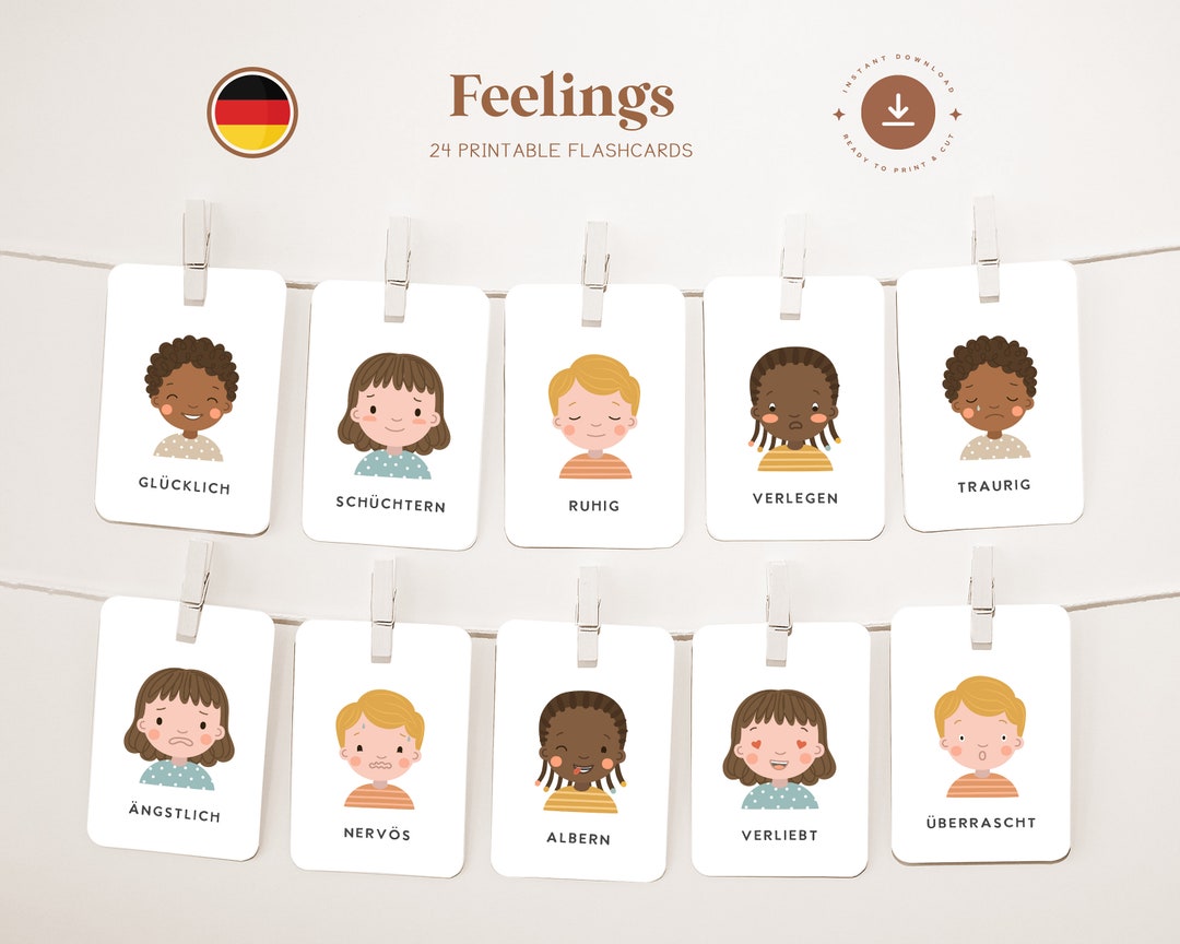FEELINGS • German • Printable Flashcards • Three-part Montessori Cards ...