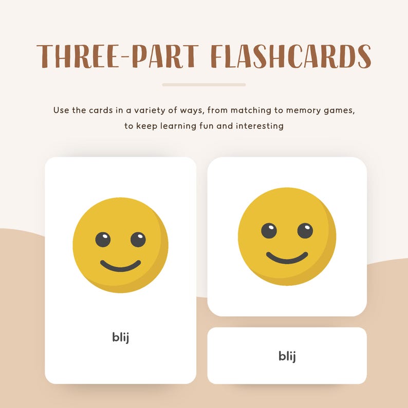 EMOTIONS • Dutch • Printable Flashcards • Three-part Montessori Cards ...