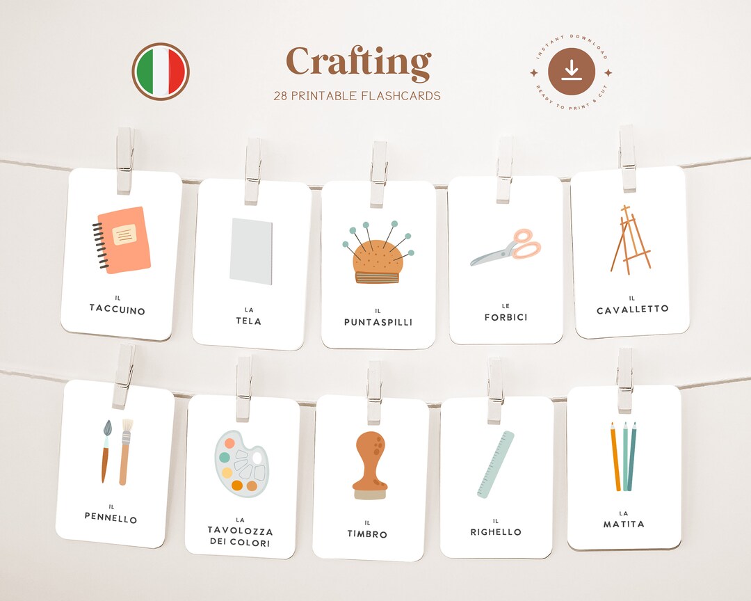CRAFTING • Italian • Printable Flashcards • Three-part Montessori Cards ...
