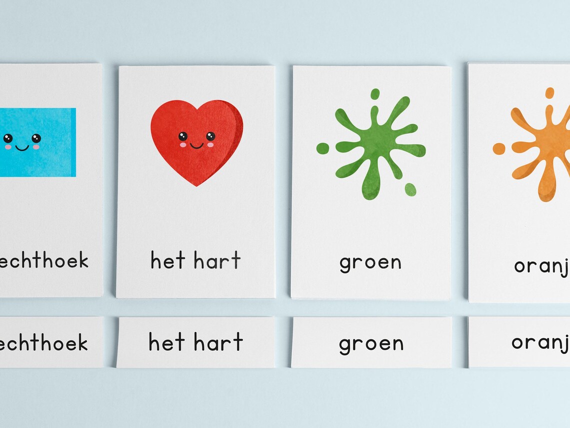 SHAPES & COLORS Dutch Printable Flashcards Three-part Montessori Cards ...