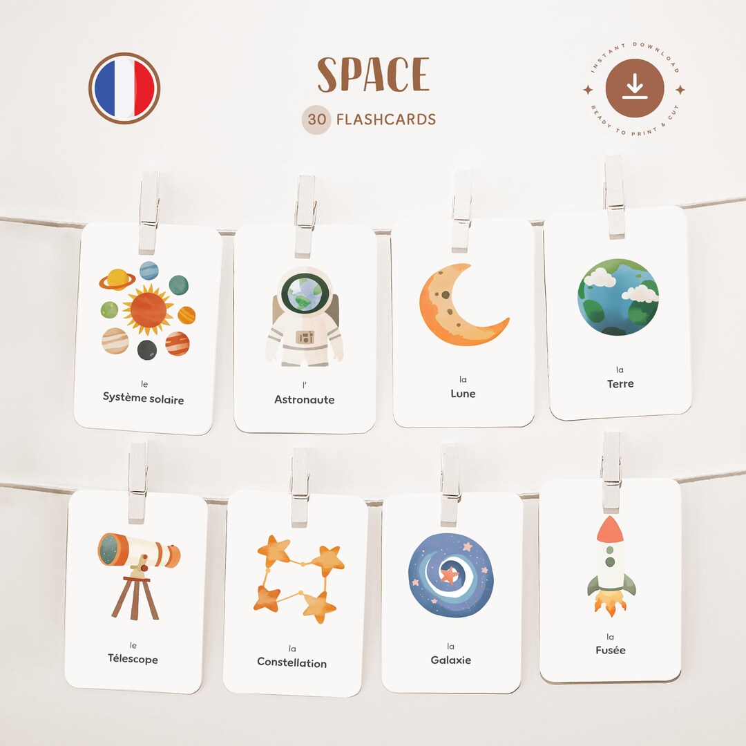 SPACE • French • Printable Flashcards • Three-part Montessori Cards ...