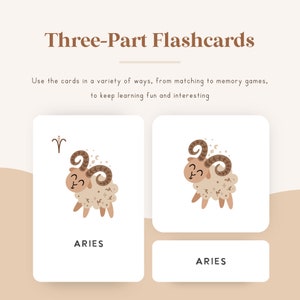 ZODIAC SIGNS • English • Printable Flashcards • Three-part Montessori ...