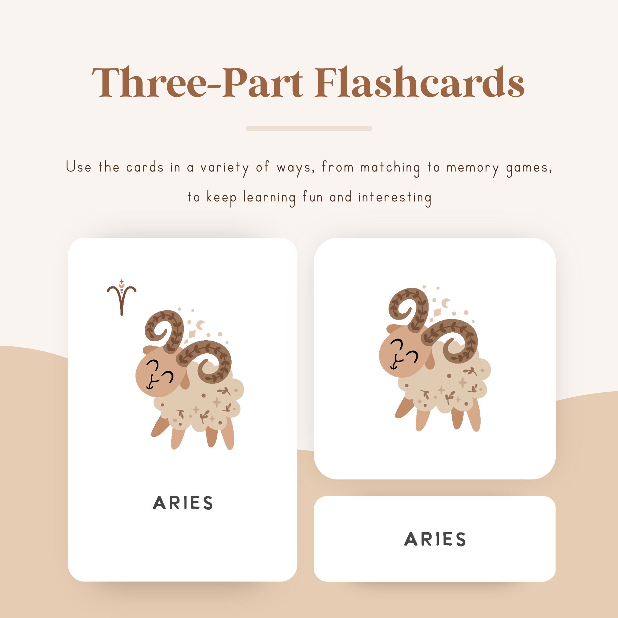 ZODIAC SIGNS • English • Printable Flashcards • Three-part Montessori ...