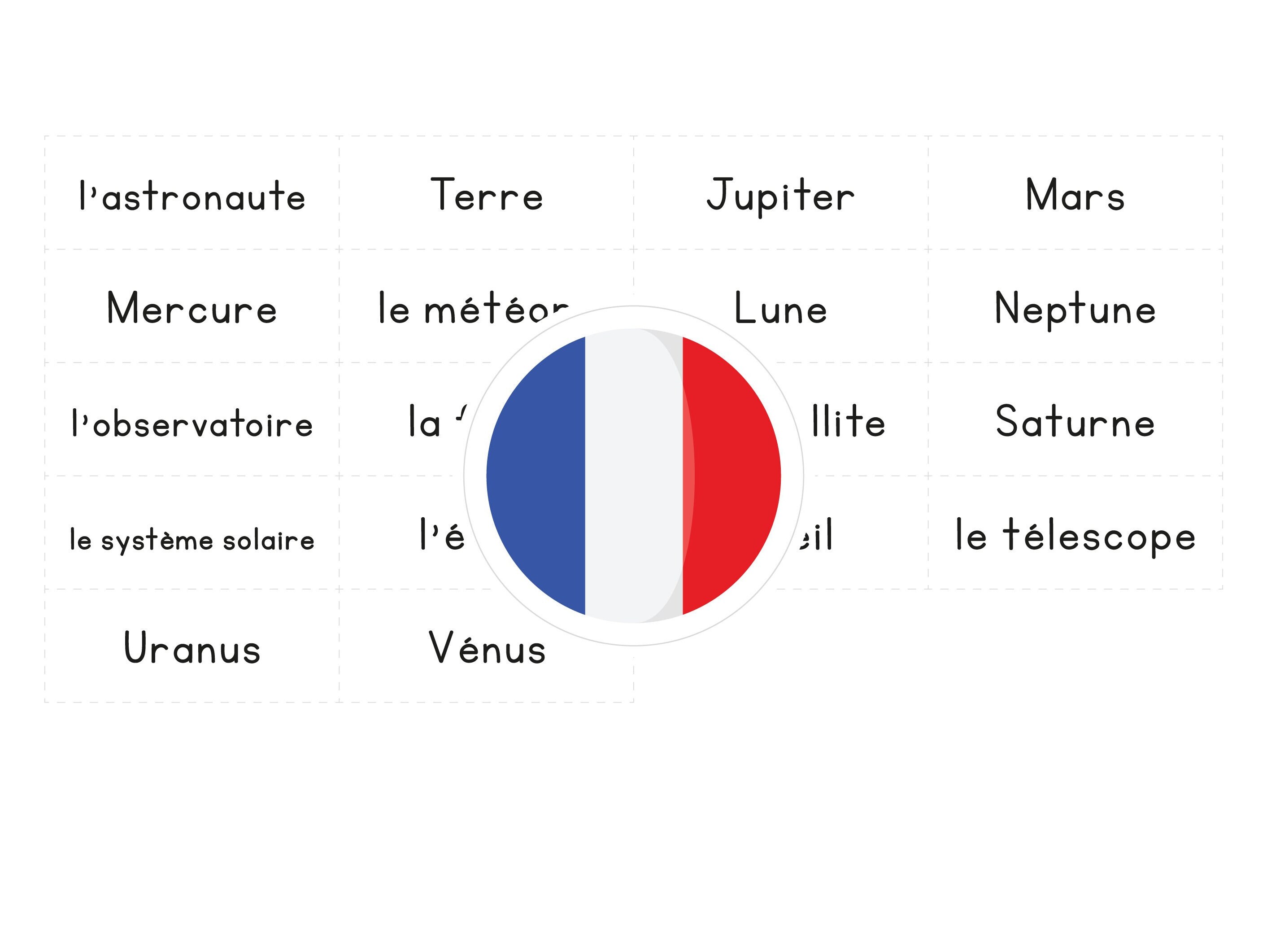 SPACE French Printable Flashcards Three-part Montessori Cards - Etsy
