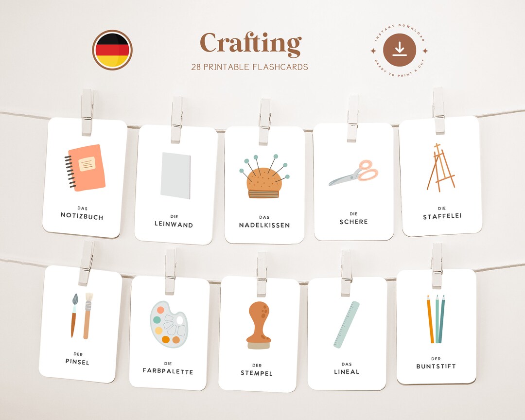 CRAFTING • German • Printable Flashcards • Three-part Montessori Cards ...