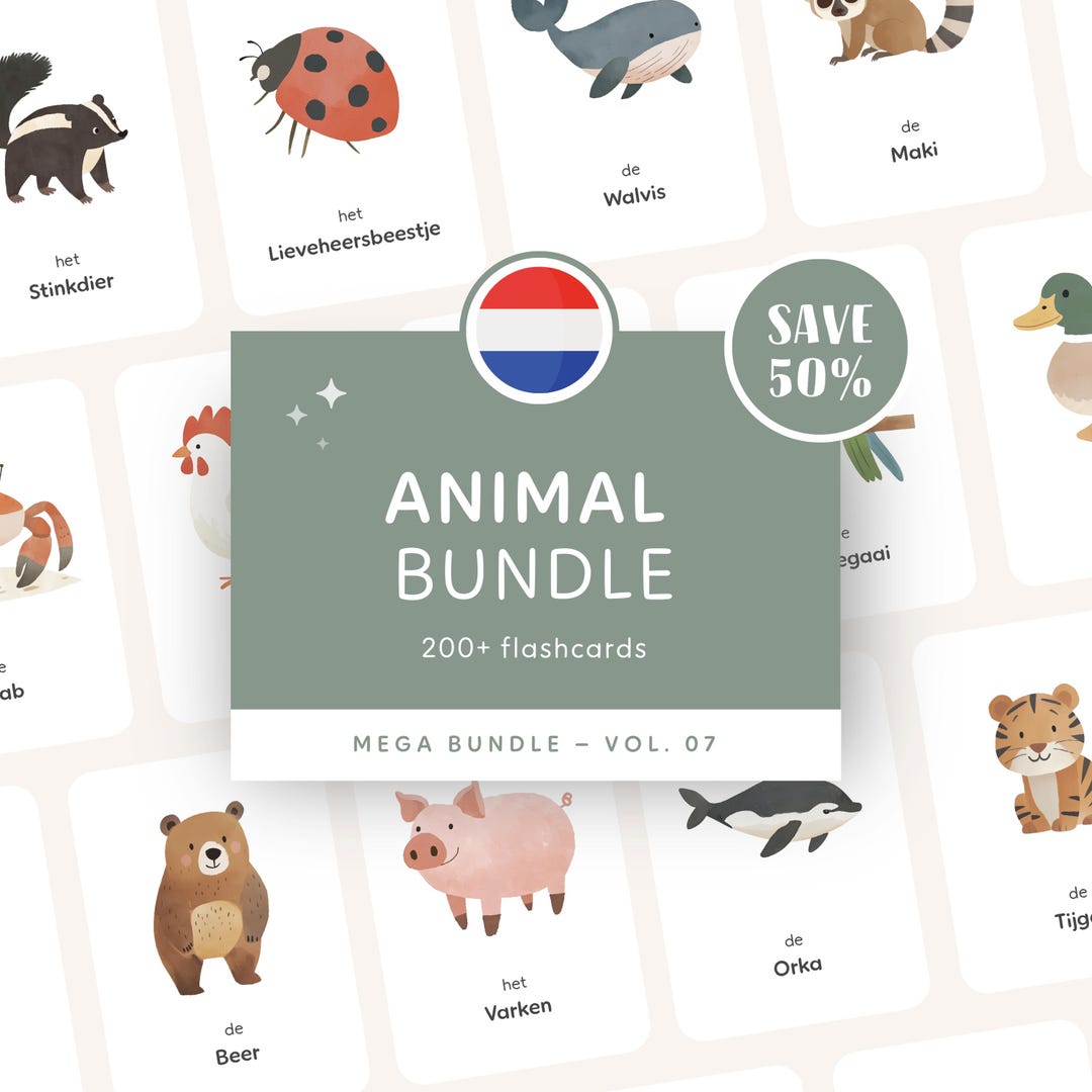 ANIMAL BUNDLE • Dutch • Printable Flashcards • Three-part Montessori ...