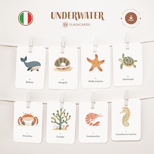 UNDERWATER • Italian • Printable Flashcards • Three-part Montessori ...