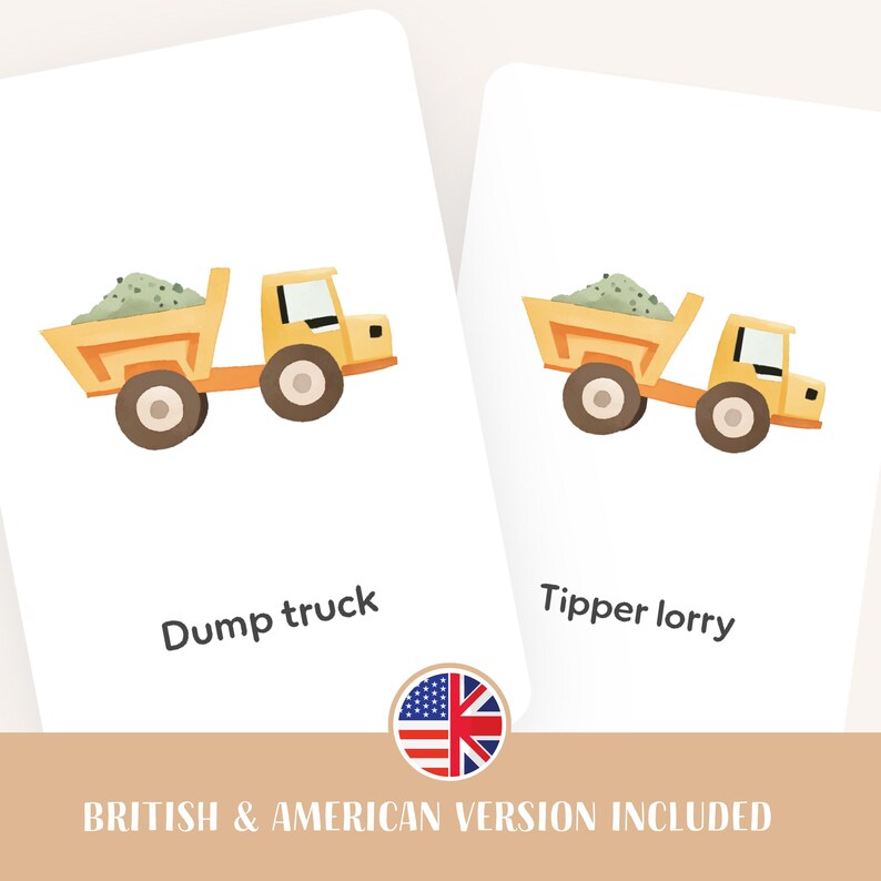 CONSTRUCTION • English • Printable Flashcards • Three-part Montessori ...