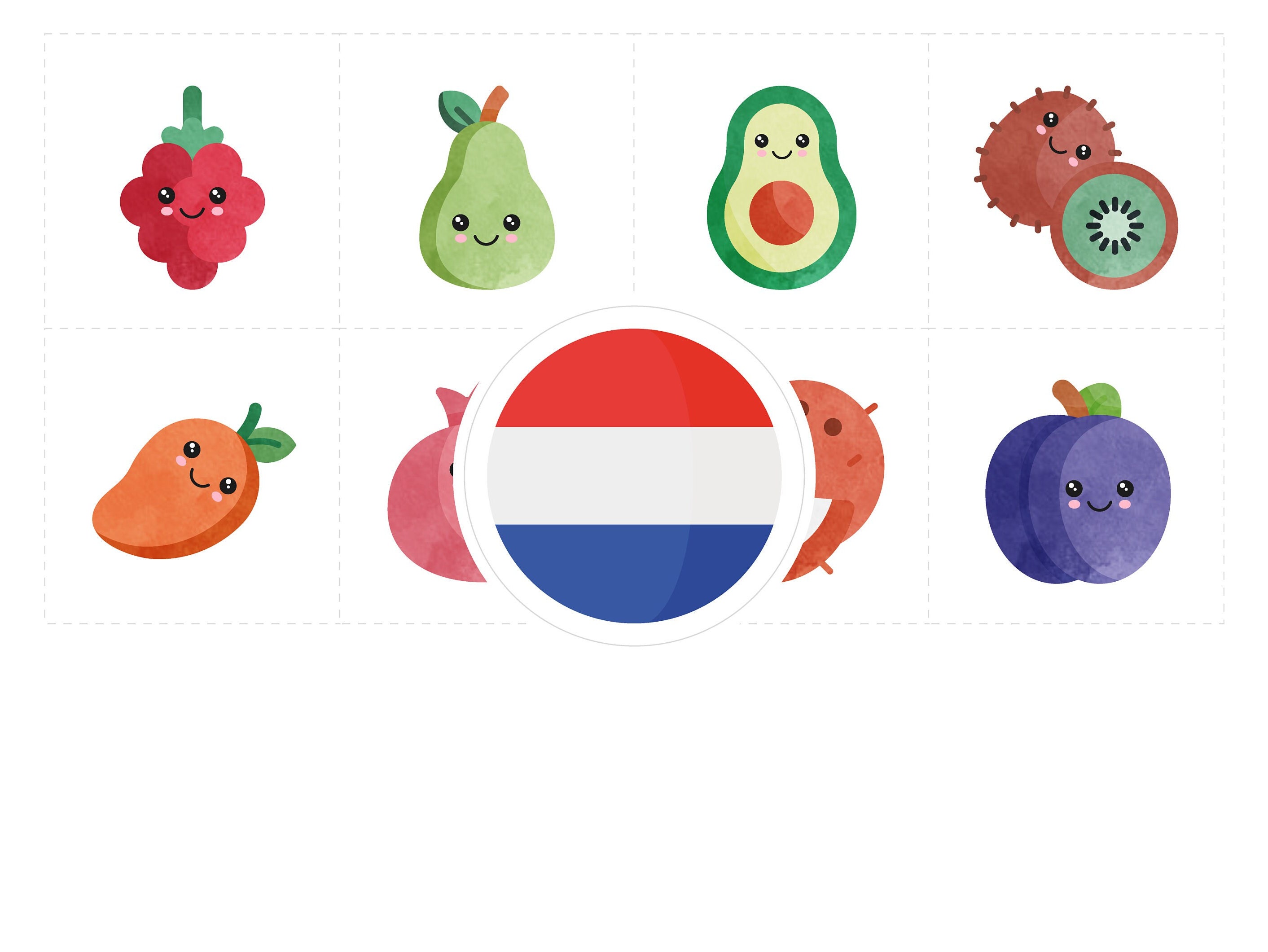 FRUITS Dutch Printable Flashcards Three-part Montessori - Etsy