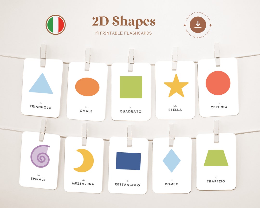 SHAPES • Italian • Printable Flashcards • Three-part Montessori Cards ...