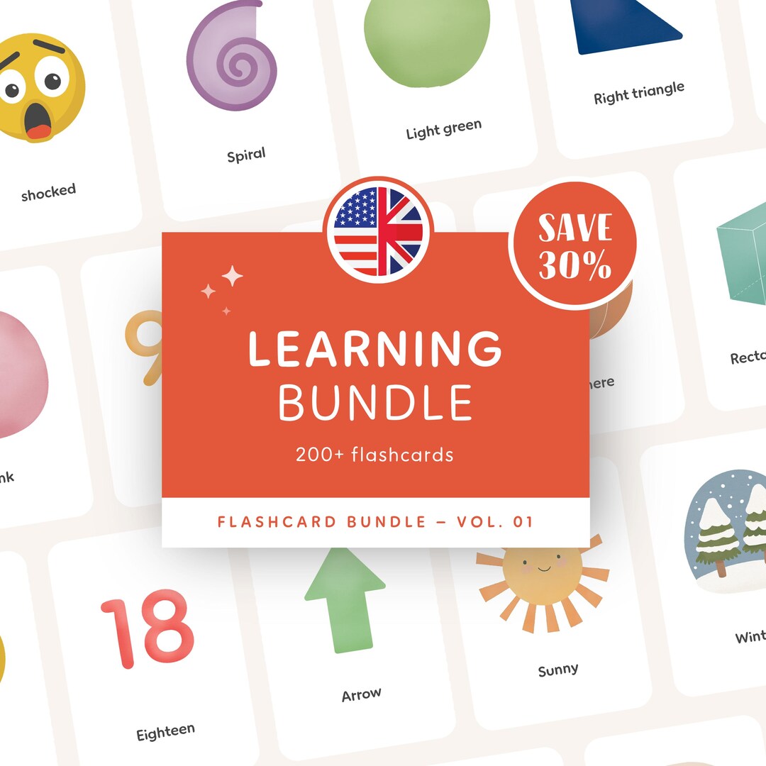 LEARNING BUNDLE • English • Printable Flashcards • Three-part ...