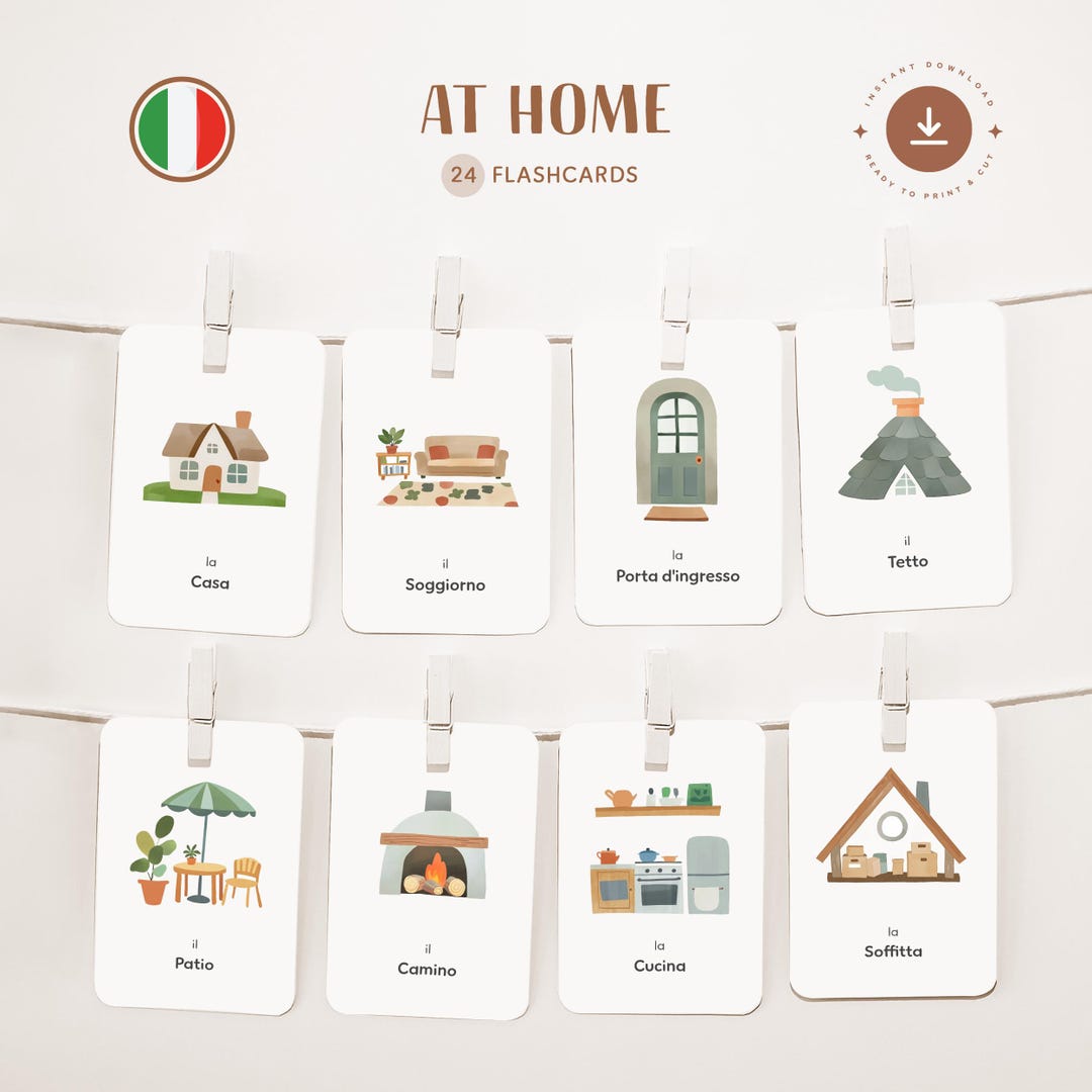 HOME • Italian • Printable Flashcards • Three-part Montessori Cards ...