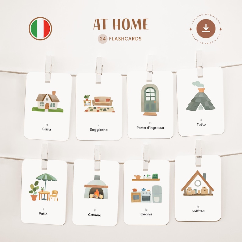 HOME • Italian • Printable Flashcards • Three-part Montessori Cards ...