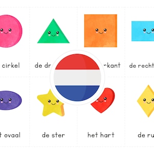 SHAPES & COLORS Dutch Printable Flashcards Three-part Montessori Cards ...