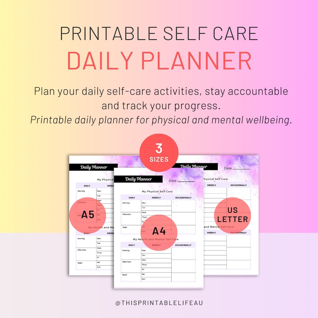 Daily Journal Printable Self-care Planner for Wellbeing | Daily ...