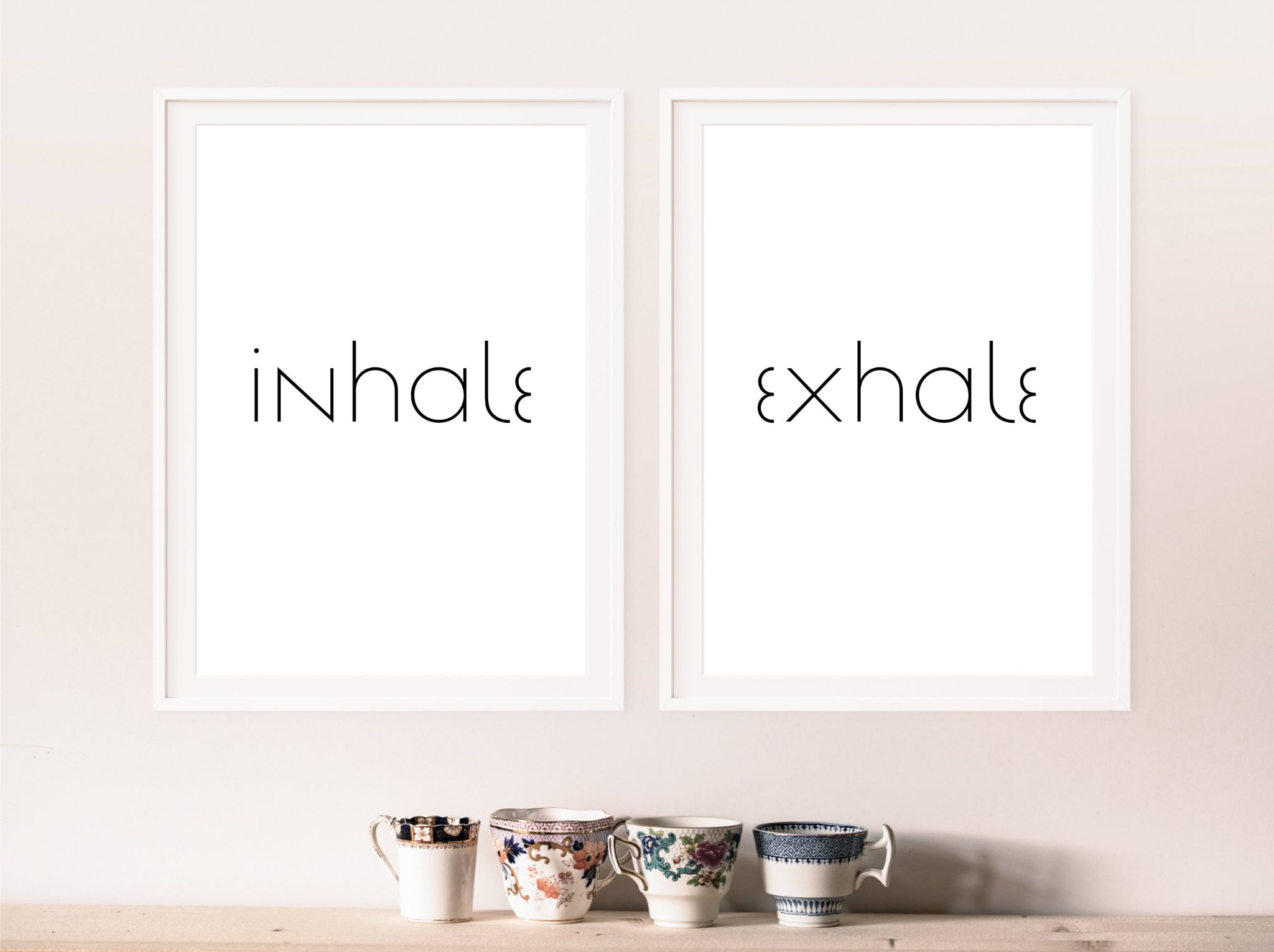 Inhale Exhale Poster Bundle - Set of 3 Prints, Breathe, Tree Pose Art ...