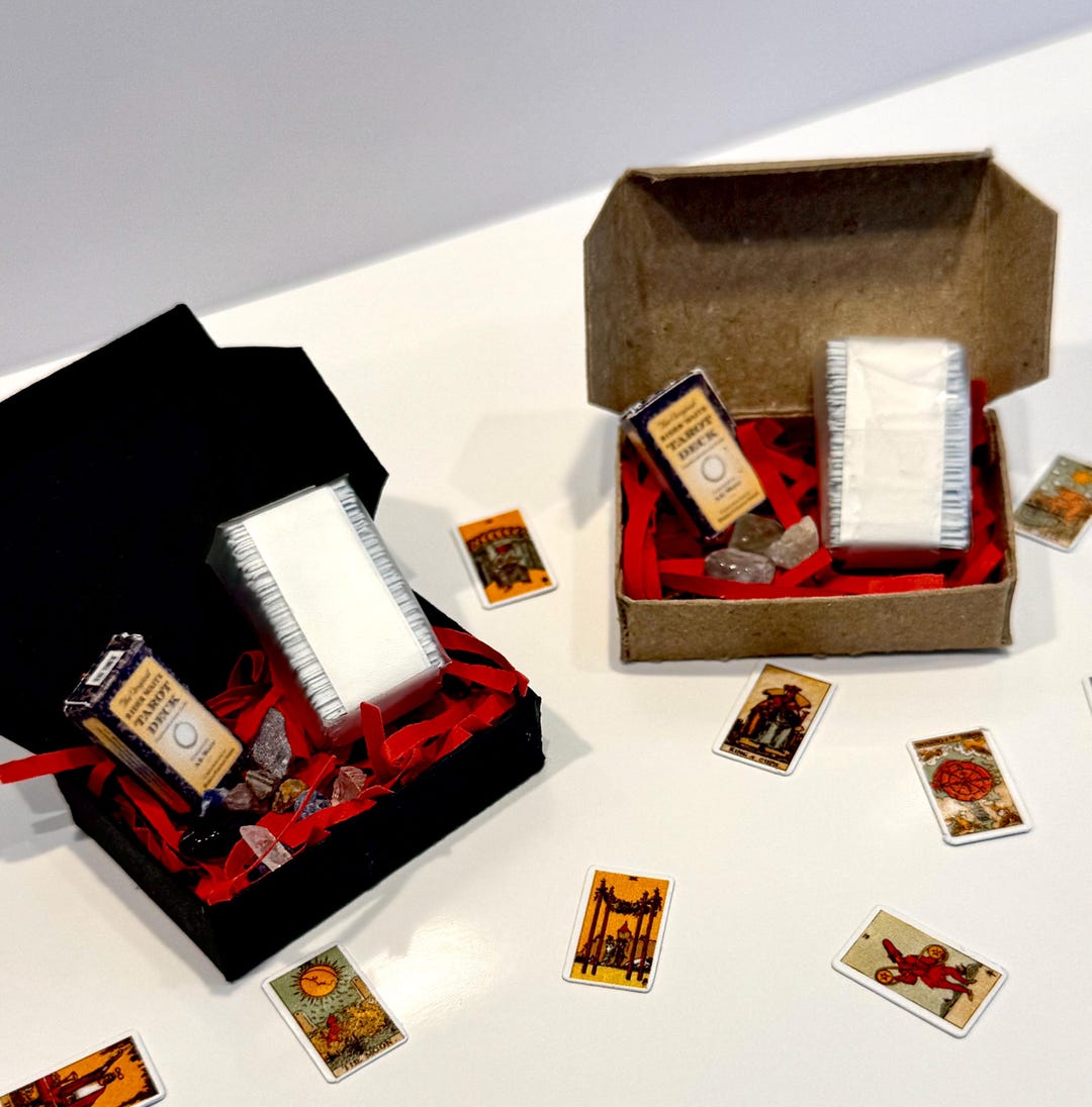 1:12 Scale Miniature Tarot Card Set - With Crystals and Display Box ...
