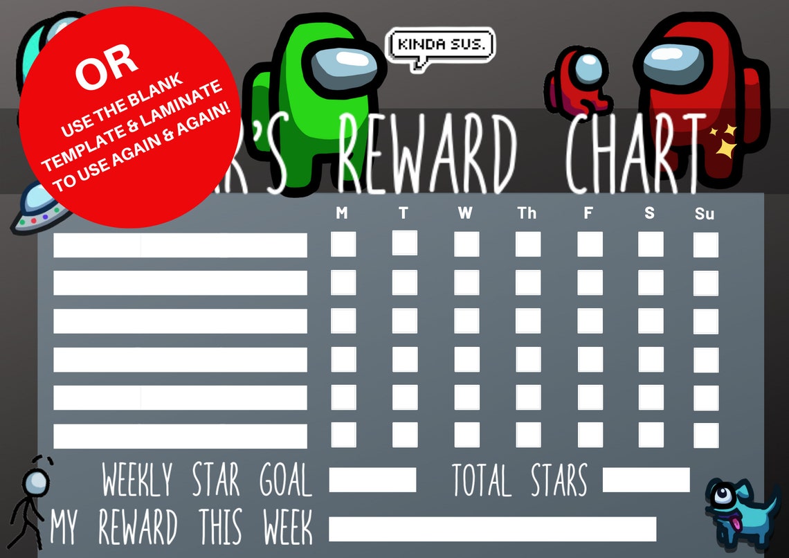 Among Us Reward Chart Personalised With Name Among Us - Etsy Australia