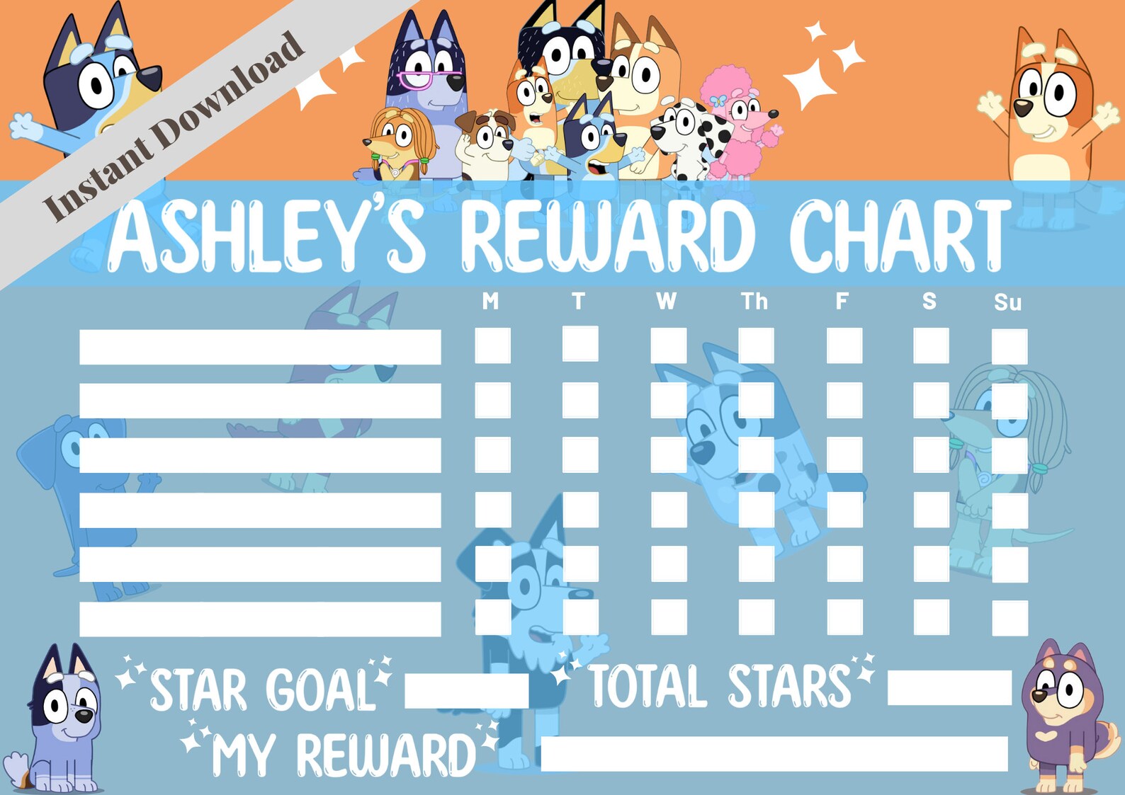 Bluey Reward Chart Personalised With Name Bluey Behaviour - Etsy Canada