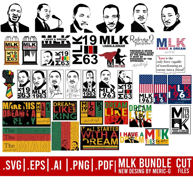 Martin Luther King Jr Bundle, Martin Luther King Clipart, Mlk Svg, MLK ...