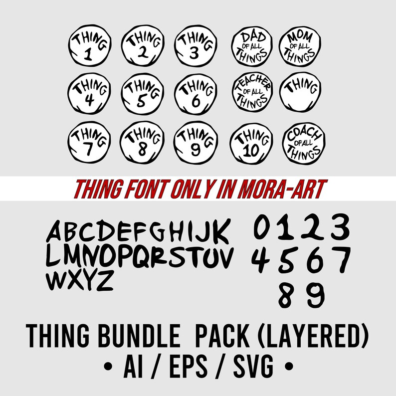 Thing 1 Thing 2 SVG Cut File, Thing Alphabet Svg, Thing Svg File for ...