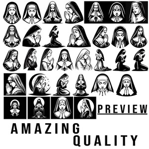 Nun Svg, Nun Png Svg Bundle, Nun Clipart, Praying Nun Svg Cut Files for ...