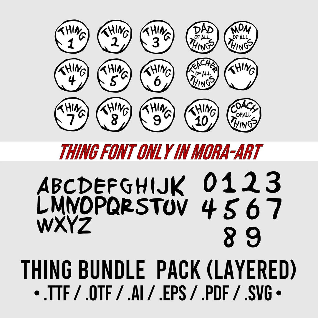 Thing 1 Thing 2 SVG Cut File, Thing Alphabet Svg, Thing Svg File for ...