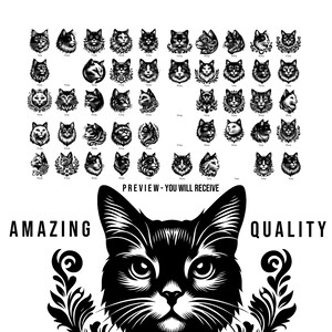 50 Cat Head SVG Bundle, Vintage Cat Portraits (PNG) - Etsy