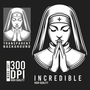 Nun Svg, Nun Png Svg Bundle, Nun Clipart, Praying Nun Svg Cut Files for ...