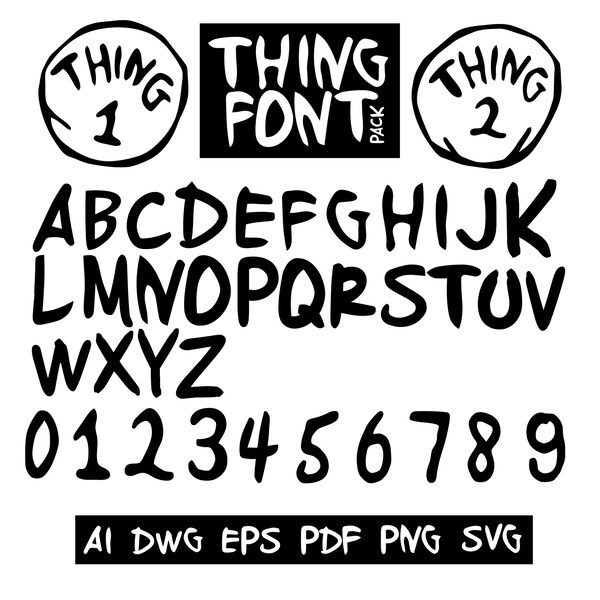 Thing 1 Font - Etsy