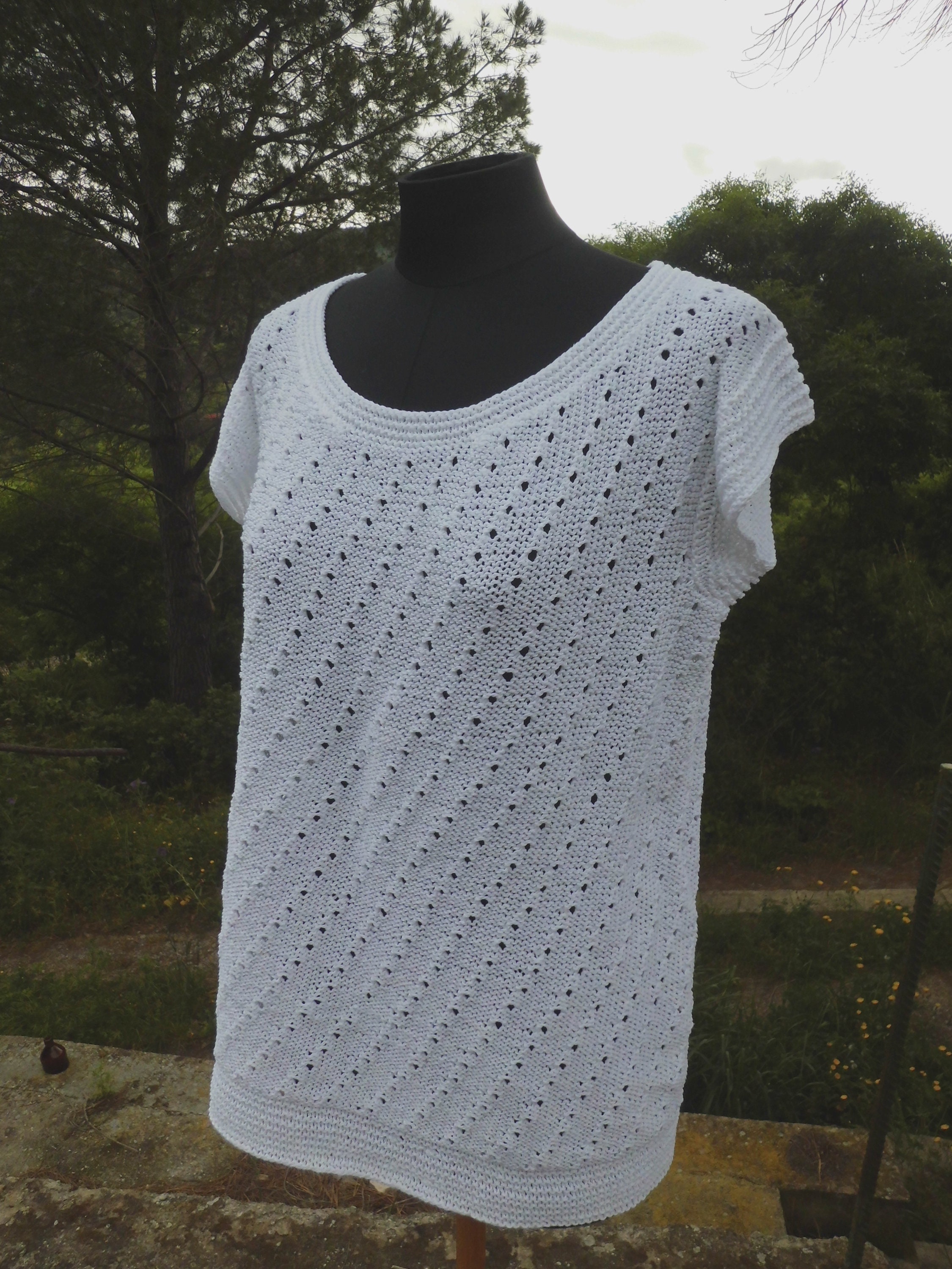 SUZANNE, Knitting Pattern for a Cotton Top for Ladies. the Pattern is ...