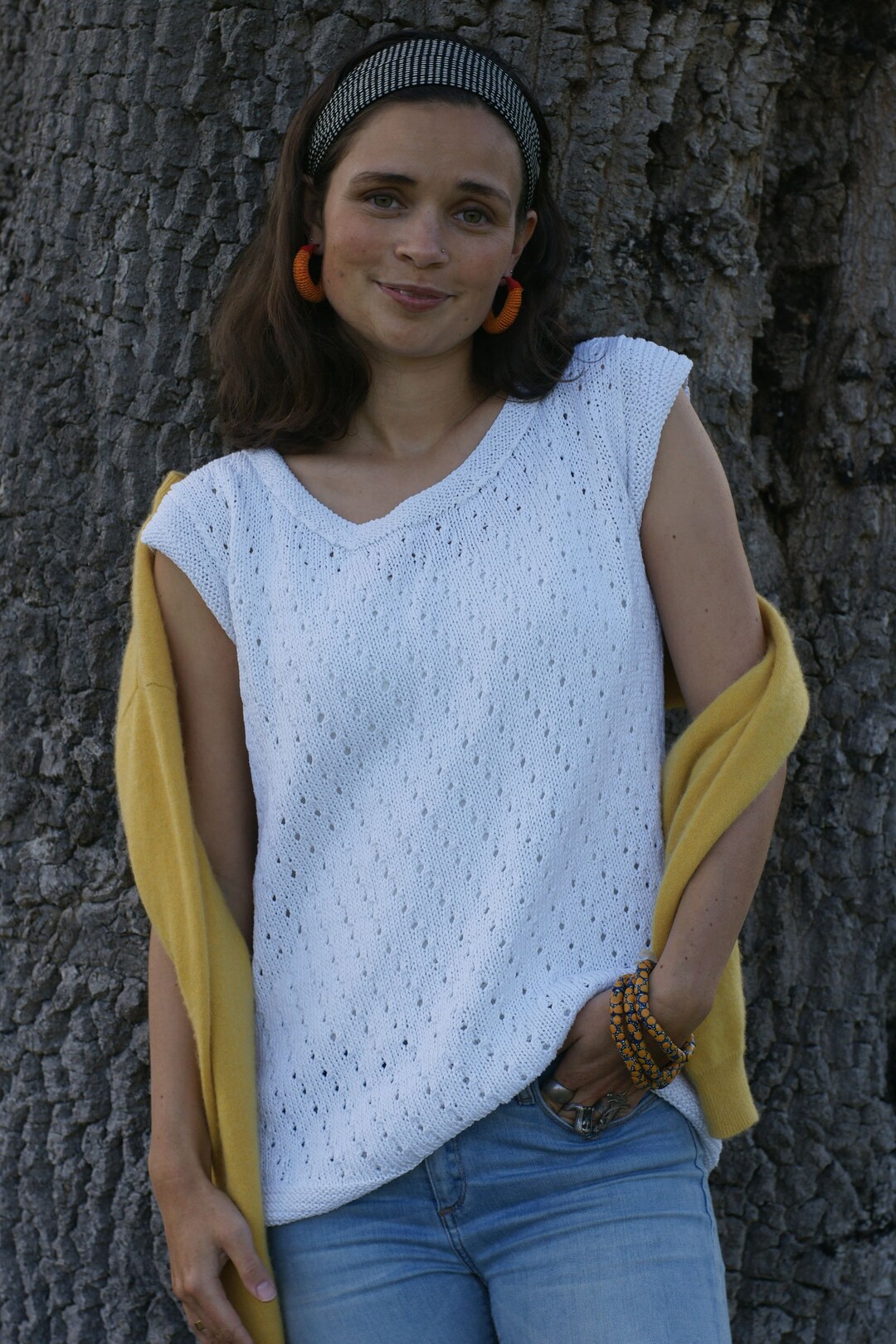SUZANNE, Knitting Pattern for a Cotton Top for Ladies. the Pattern is ...