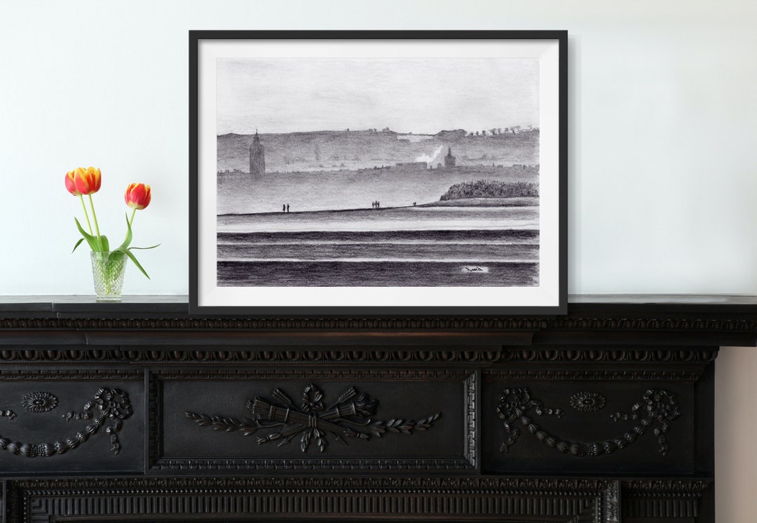 St Andrews print St Andrews West Sands Fife Scotland pen art pen ...