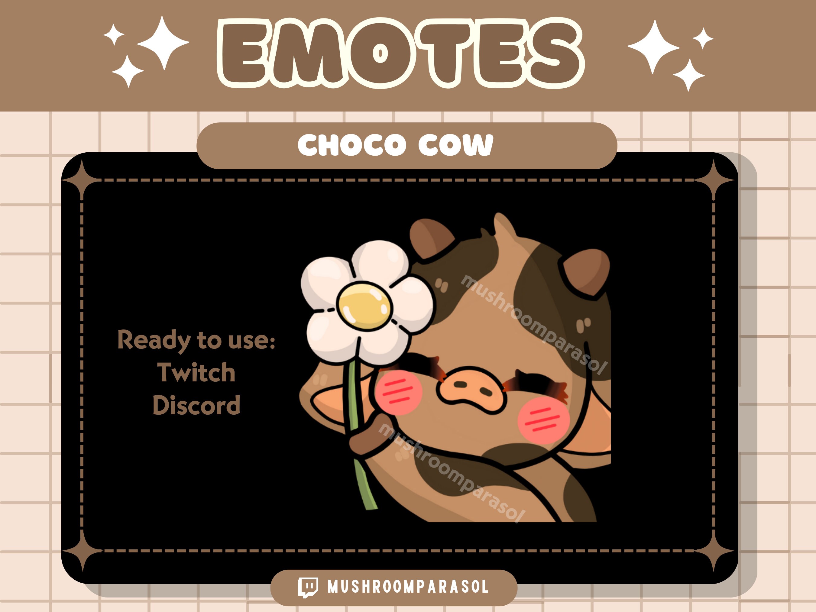 Twitch Emote Choco Cow | Discord Twitch Cottagecore Cute Kawaii - Etsy