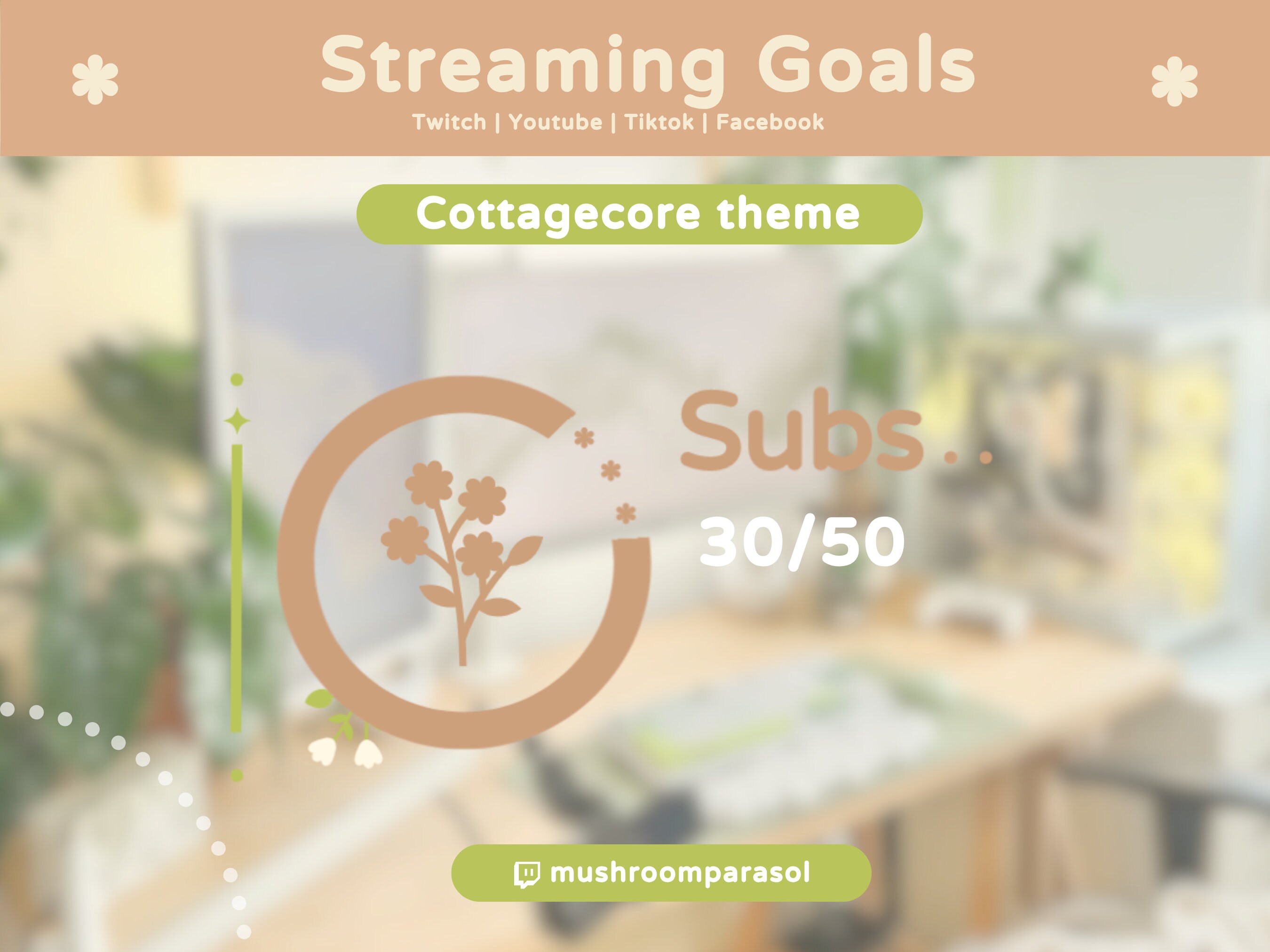 Cottagecore Twitch Streaming Goals | Tiktok Youtube OBS Cozy Garden - Etsy